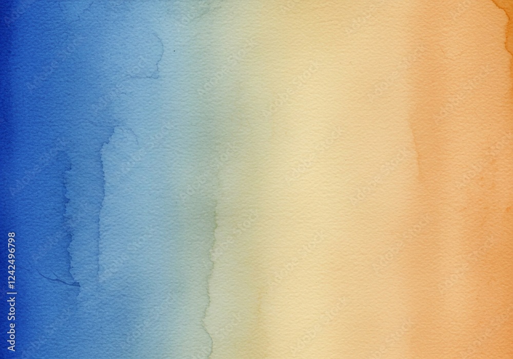 Smooth vertical gradient of blue and peach watercolor washes, creating ...