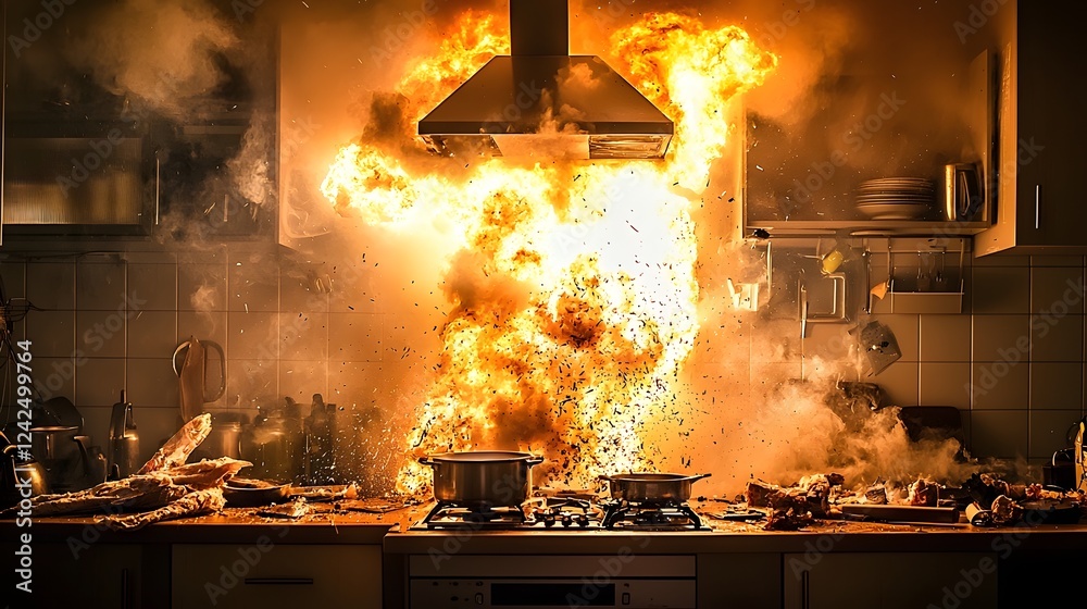 Dramatic and Chaotic Gas Leak Explosion Completely Engulfing a Modern ...