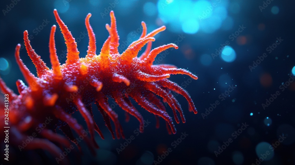 Underwater action vibrant red sea creature ocean depths macro ...
