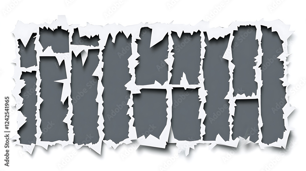 Torn Paper Effect Collage Cut Out Ransom Vector Gray Letters. Cutout ...