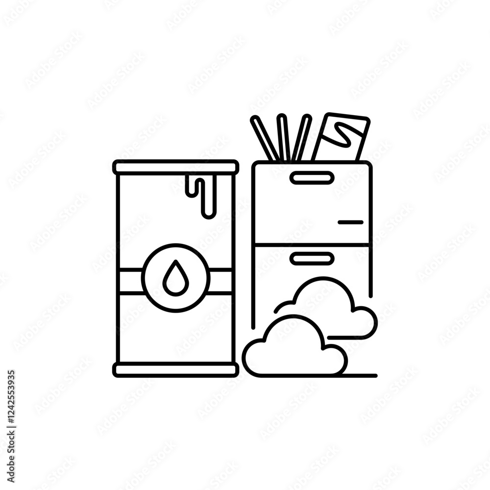 Outline Raw Material icon, symbolizes the materials used in production ...