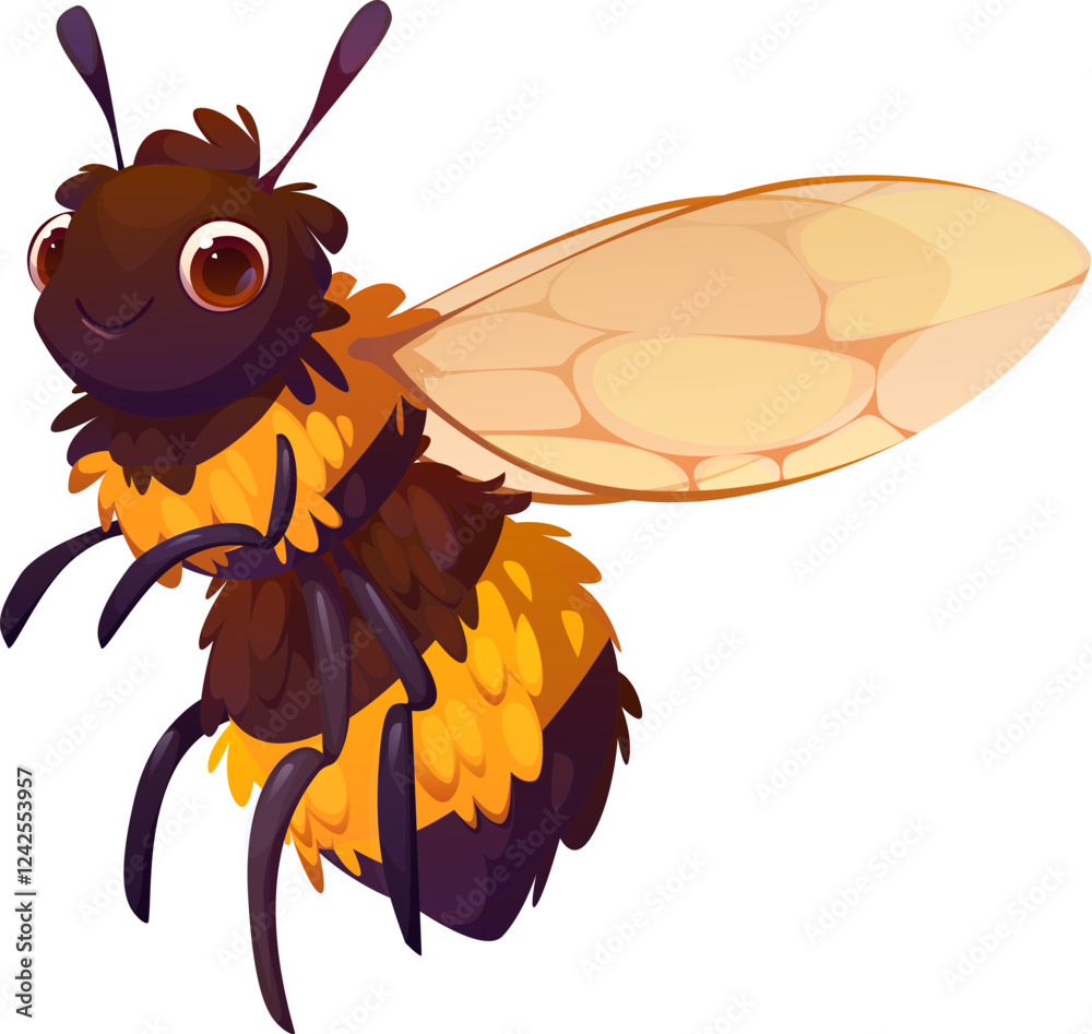 Cartoon funny bumblebee insect character. Isolated vector adorable ...
