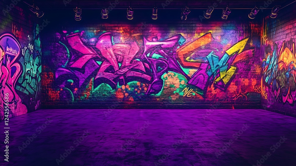 Graffiti Wall Backdrop for Photography with Dark Purple Tones and Urban ...
