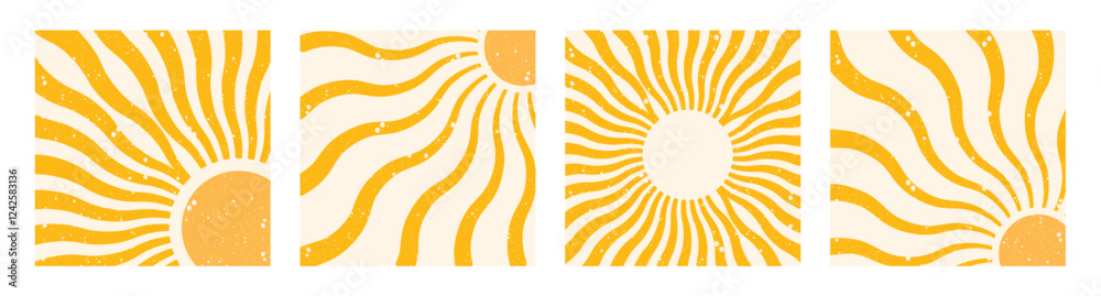 Sun abstract sunrays clipart set. Yellow sun rays, sun light and solar ...