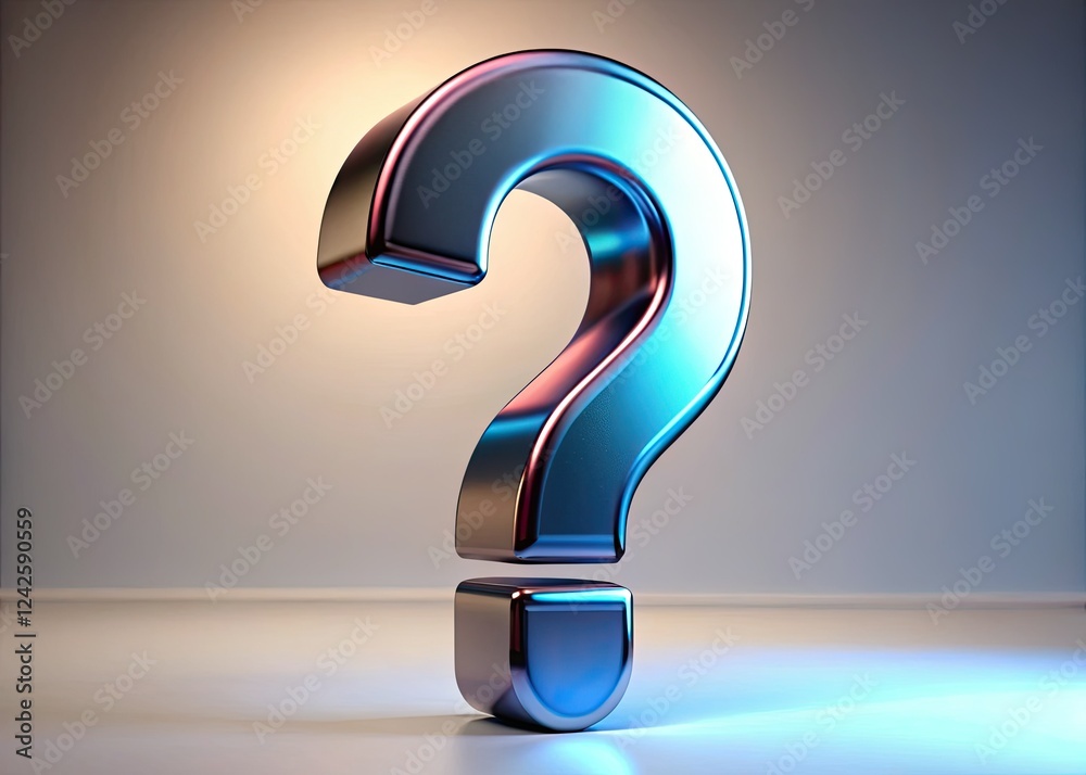 High-resolution, realistic 3D question mark, left-aligned, rendered ...