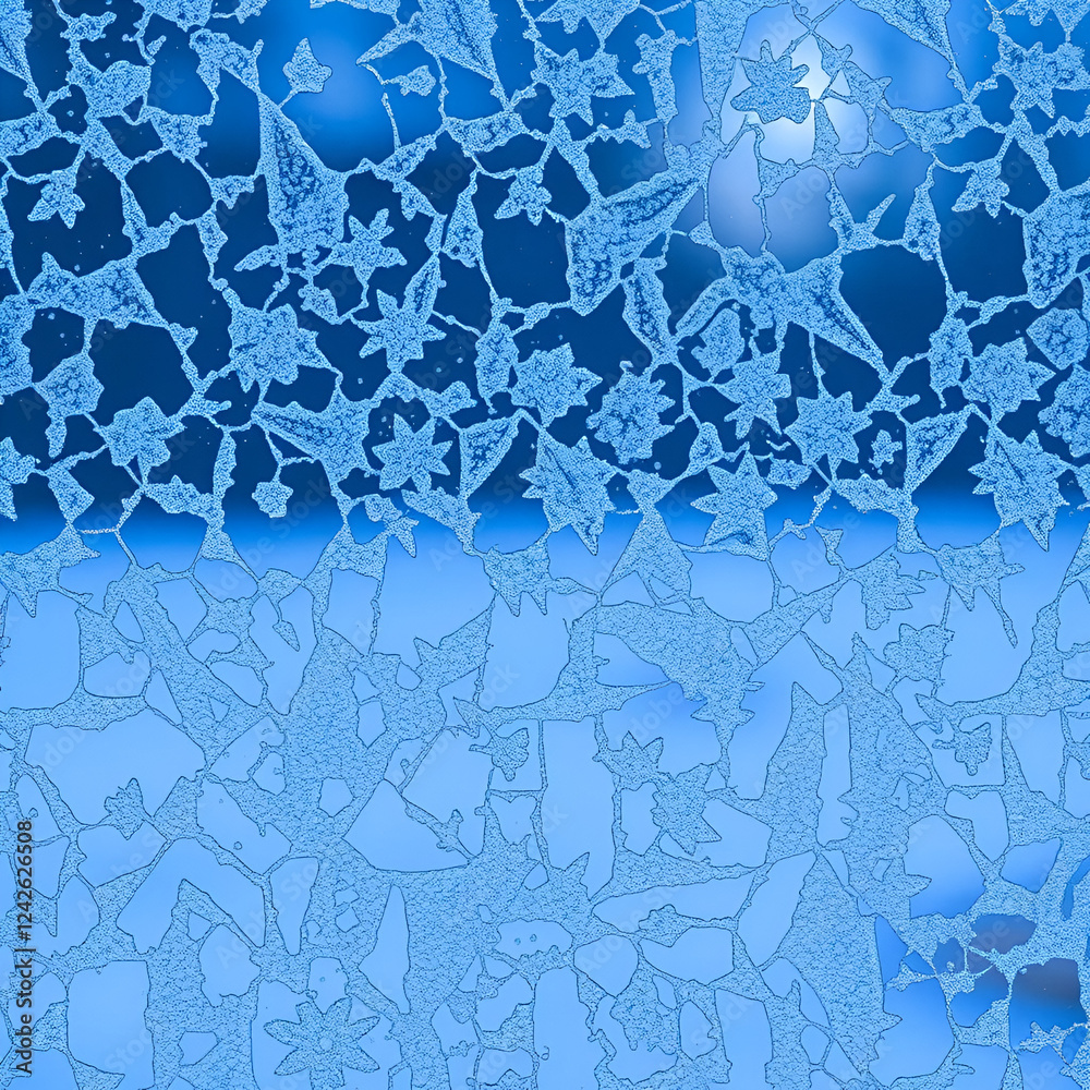 Frozen pattern on winter glass. Blue ice frost background, texture blue ...