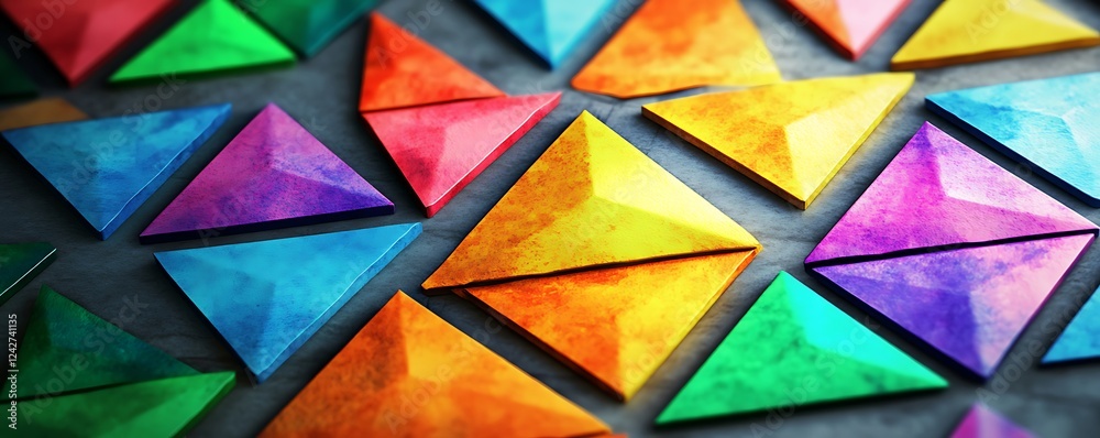 Pythagoras theorem visualized with colorful geometric triangles Stock ...