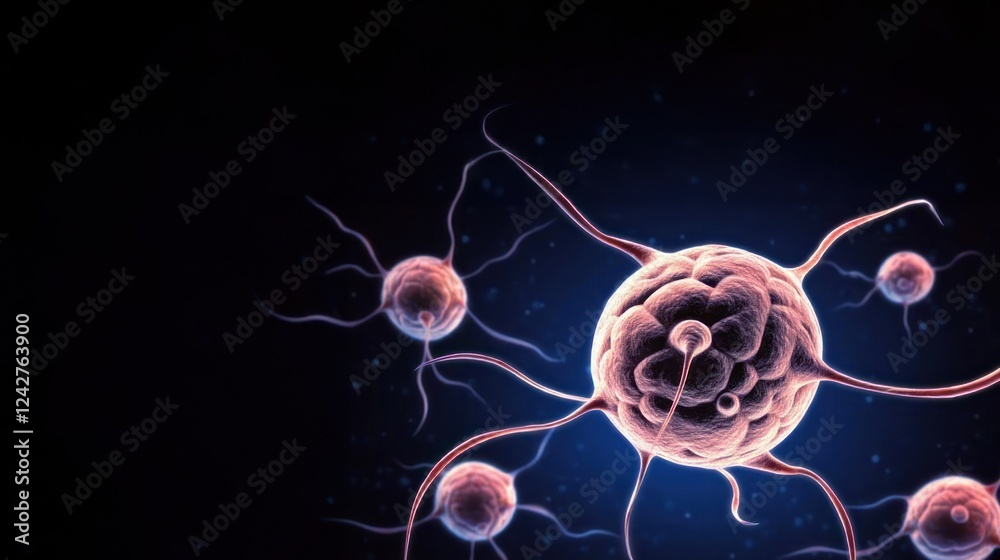 Realistic human egg cell with glowing lines, fluid, and round shapes ...