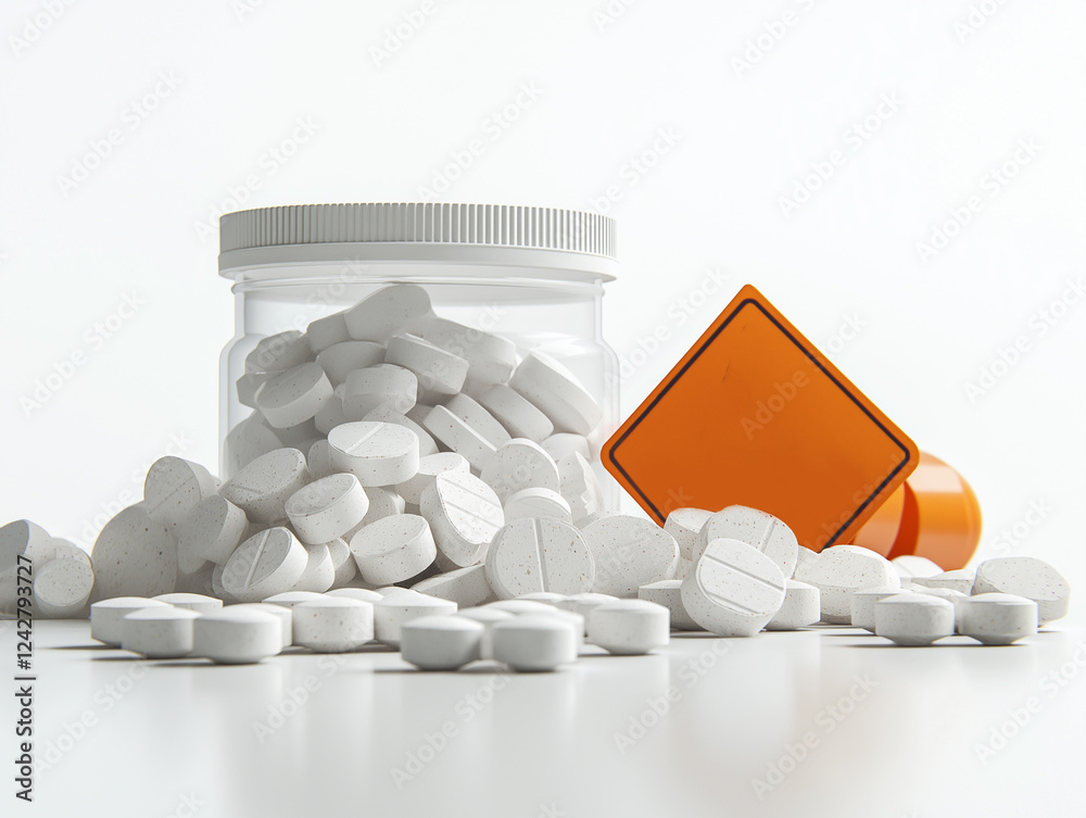 Fentanyl painkiller harm reduction. A hyper-realistic 3D render of ...
