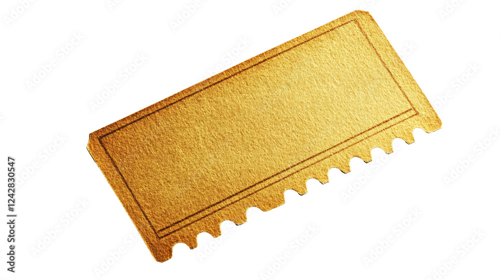 Blank golden ticket isolated on transparent background for VIP and ...