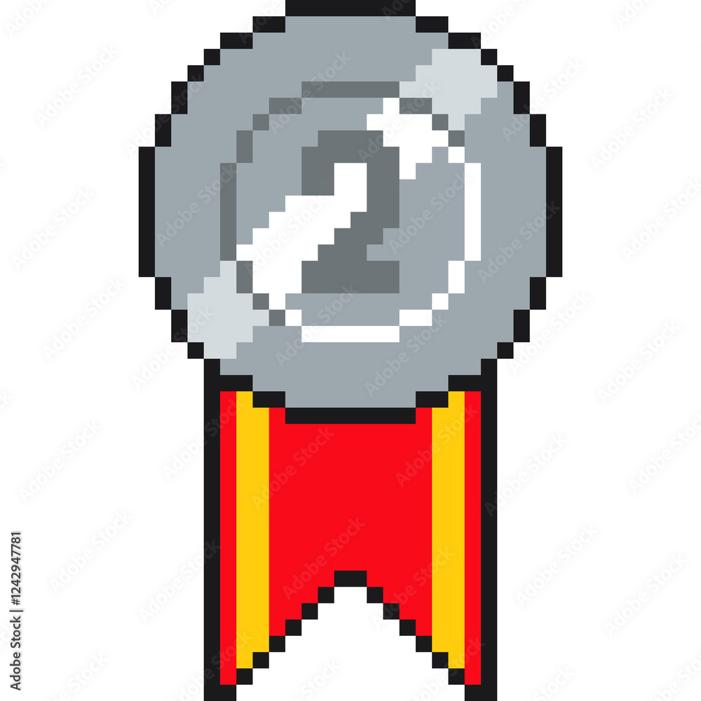 Ilustración de Stock Gold medal pixel art style. Winner medal first ...