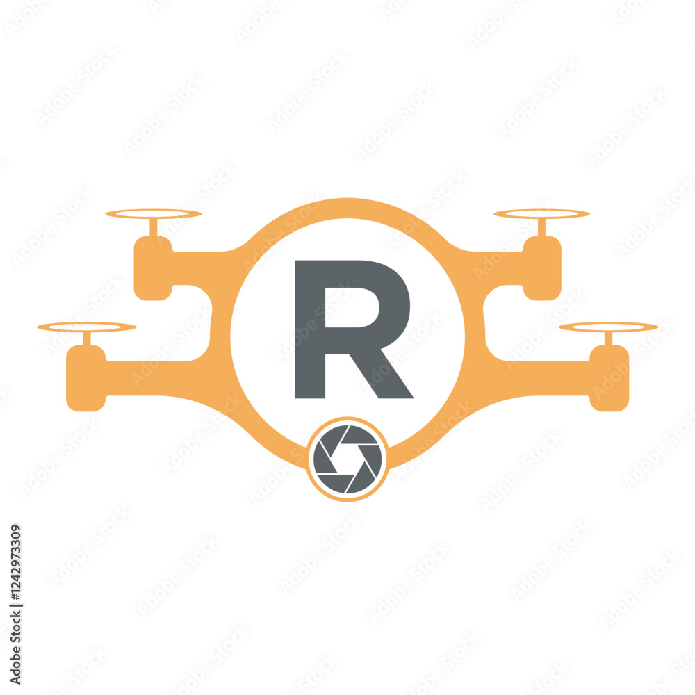 Initial Drone Logo Combine With Letter R Vector Template Stock Vector | Adobe Stock