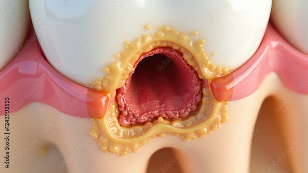 Close-Up Cross-Section of Tooth Anatomy Showing Tooth Decay and Cavity ...