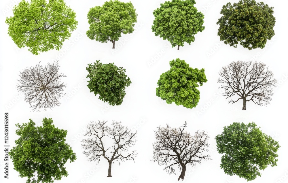 Stock-Illustration „Evergreen and dried tree cutout backgrounds in a ...