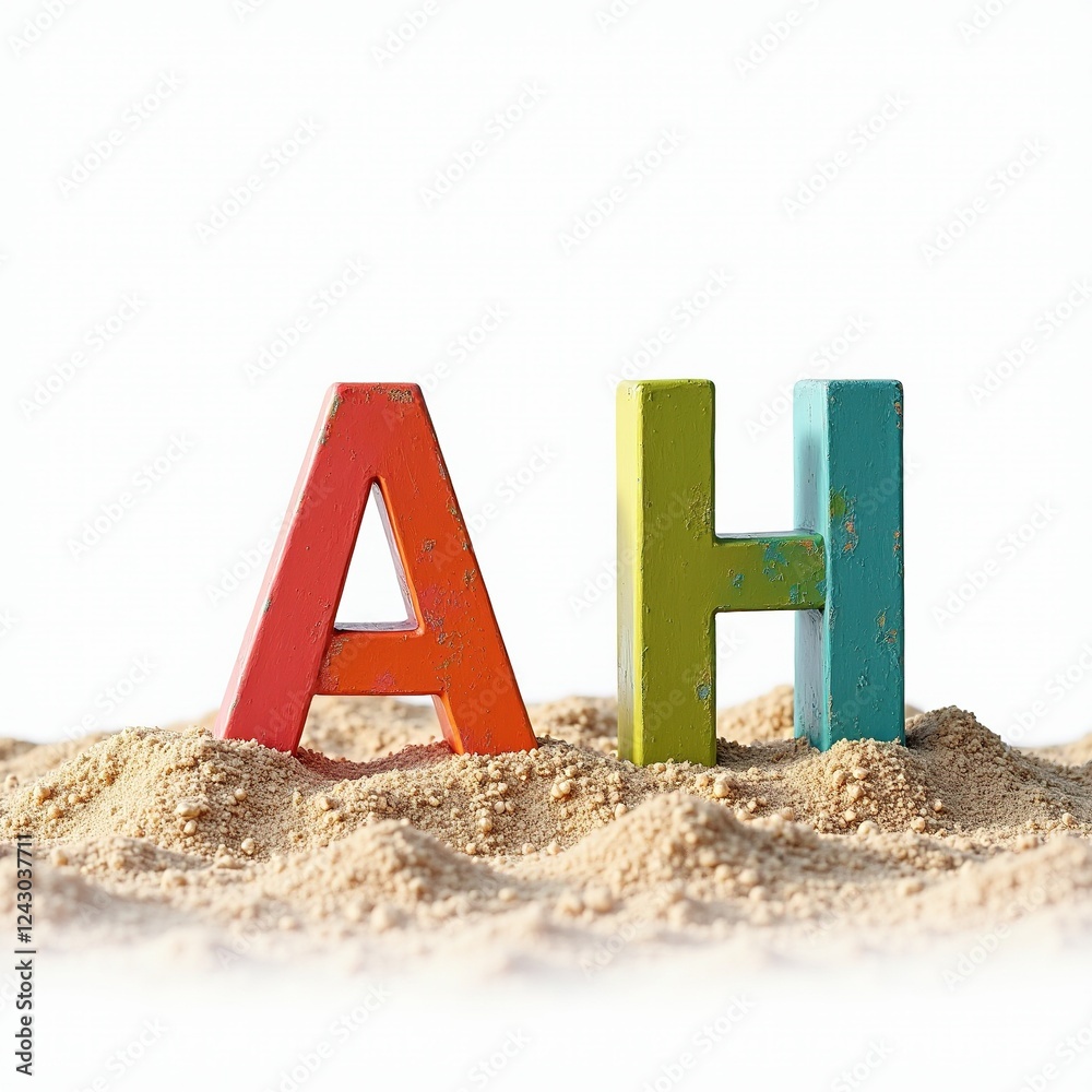 Beach Alphabet Letters A-H, Bright Sandy Scene Stock Illustration ...