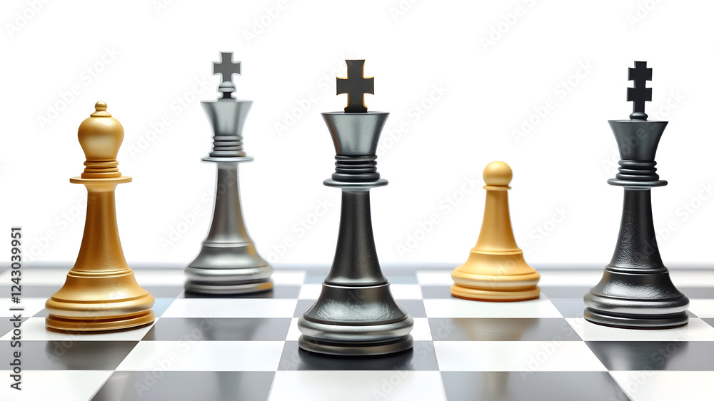 Isolate of set chess fighting include King, queen, bishop, knight, pawn ...