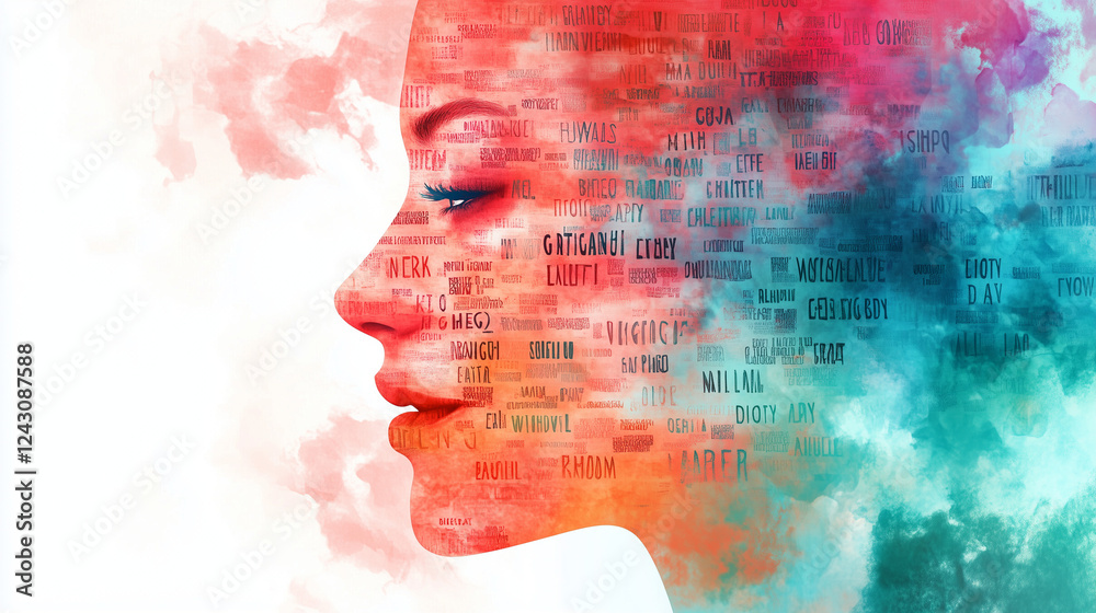 Artistic wallpaper for International Mother Language Day, silhouette of ...