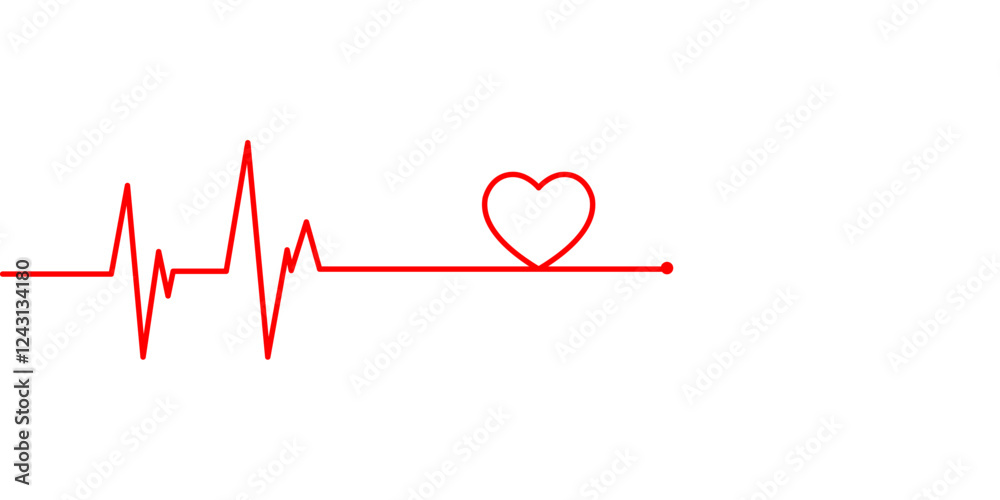 Emergency ekg monitoring. Red heart pulse. Heart beat line ...