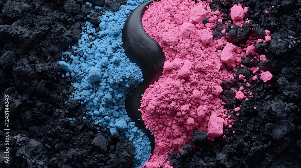 Visually striking yin yang symbol blending vibrant and muted colors ...