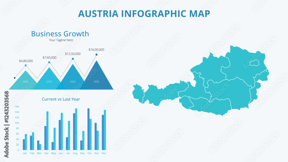 Image vectorielle Stock Business Growth Infographic Map of Austria ...