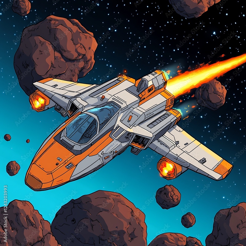 pixel art game concept of an AI-powered spaceship defending a colony ...