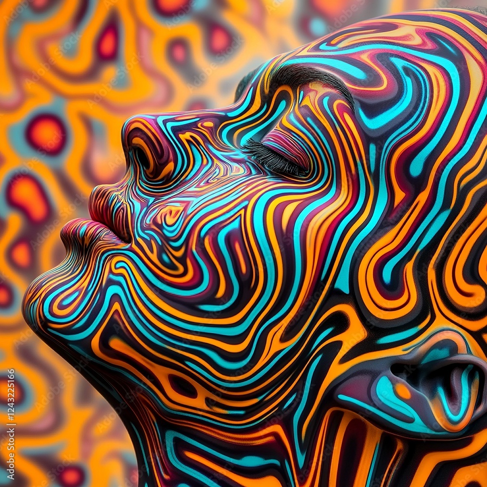 psychedelic depiction of AI exploring human emotions, visualized as ...