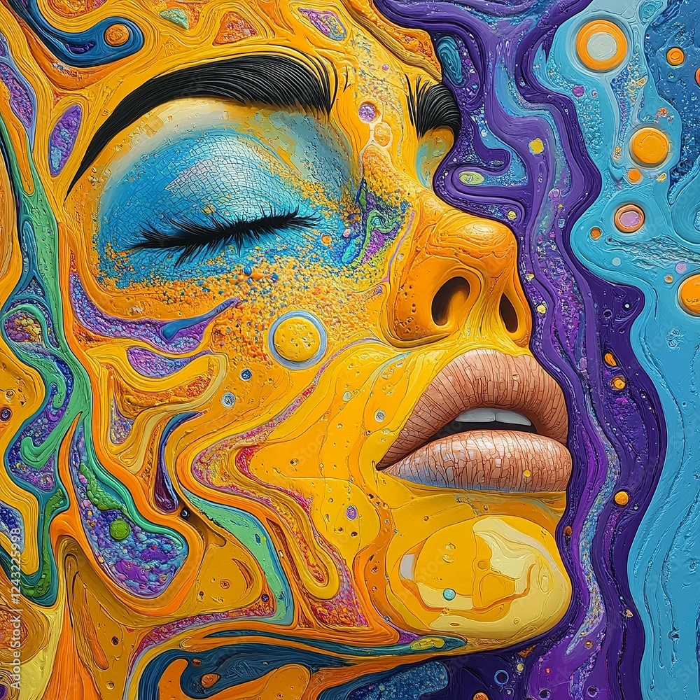 psychedelic depiction of AI exploring human emotions, visualized as ...