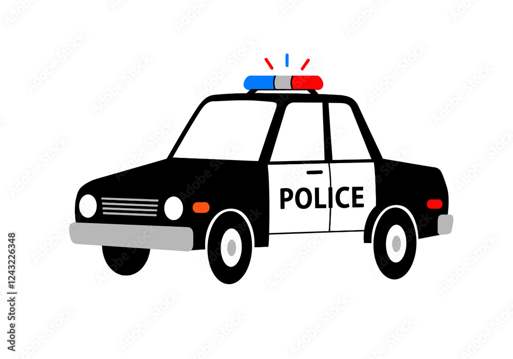 Simple Police Car Clipart. This image shows a black and white police ...