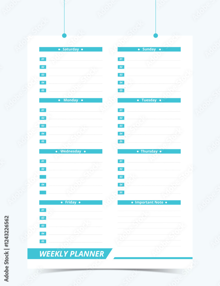 Minimalist Printable vector planner template design, Daily planner for ...