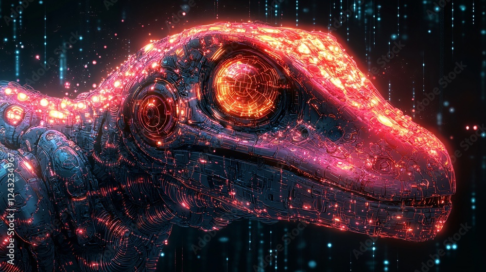 A vector illustration of an AI-enhanced extinct alien predator skin ...