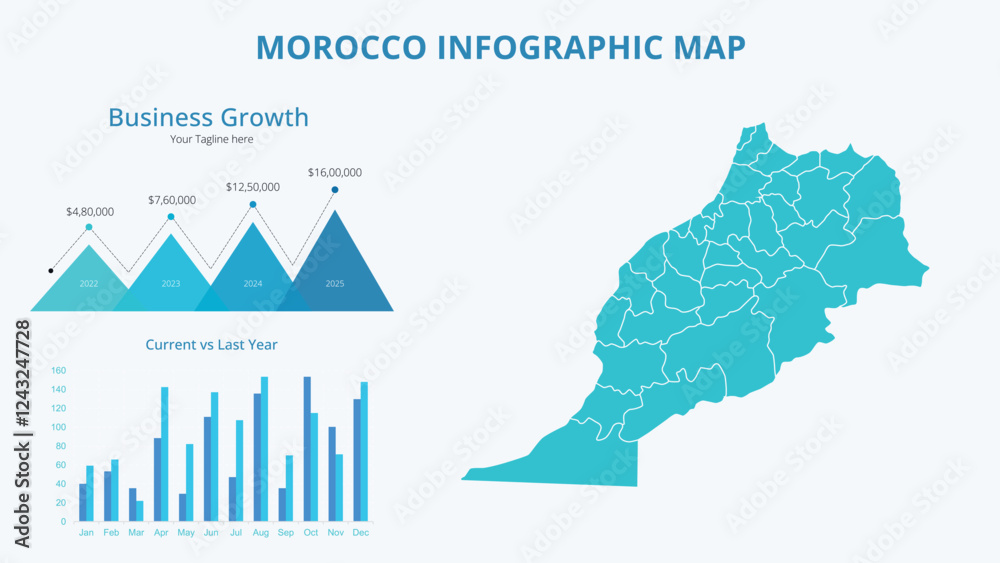 Image vectorielle Stock Business Growth Infographic Map of Morocco ...