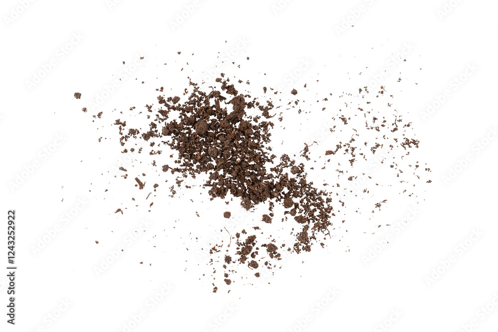 soil powder flying and dust pile, brown dirt ground powder, graphic ...