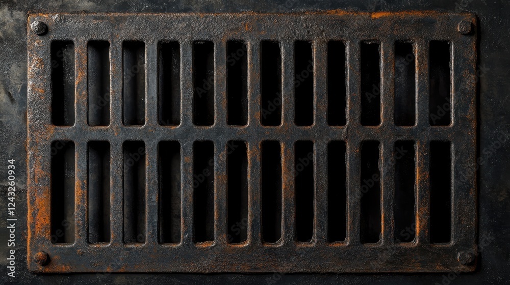 Rectangular metal grate with rust texture for industrial design ...