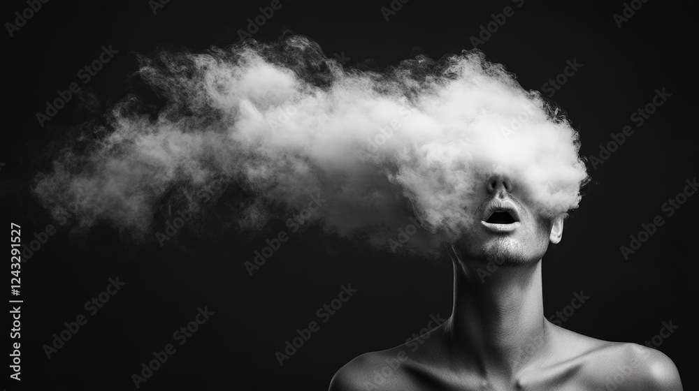 Stock-Illustration „Monochromatic portrait of a bare chested man ...