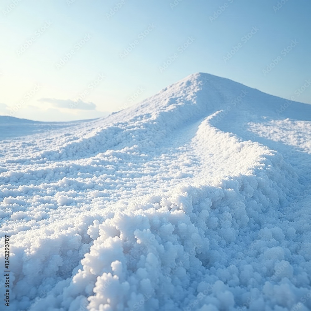 Frosty mound of snow drifting across a barren field, cold weather, snow ...