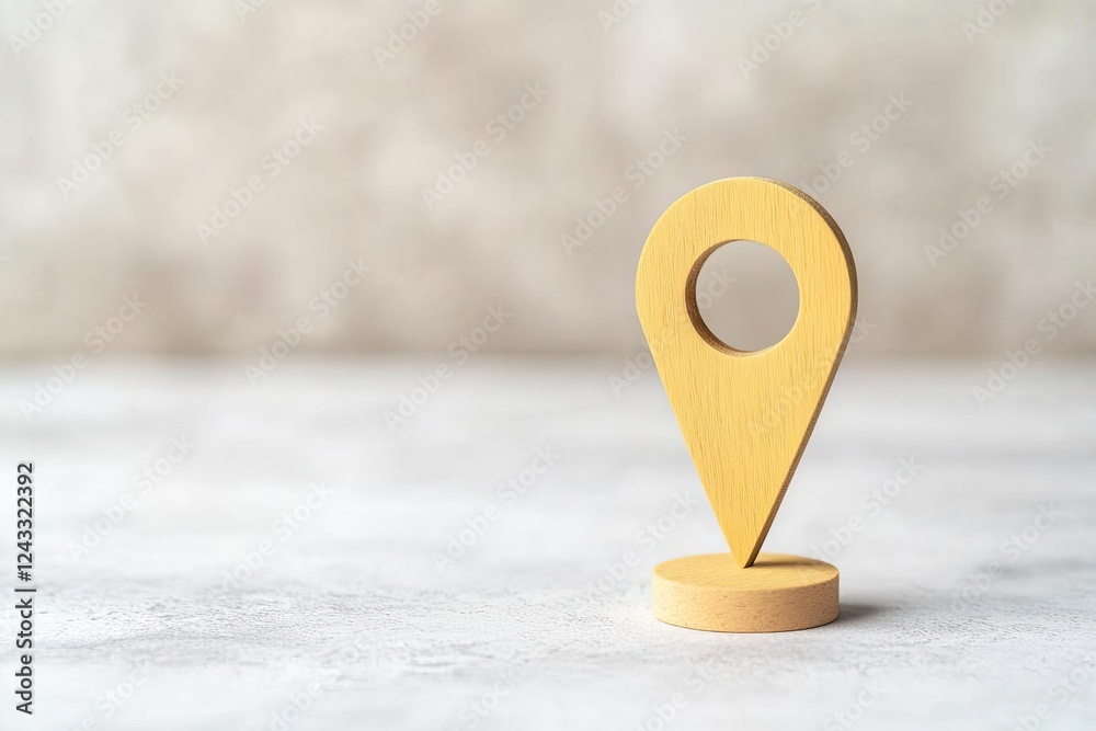 Yellow location pin on a light background, ideal for concepts like ...