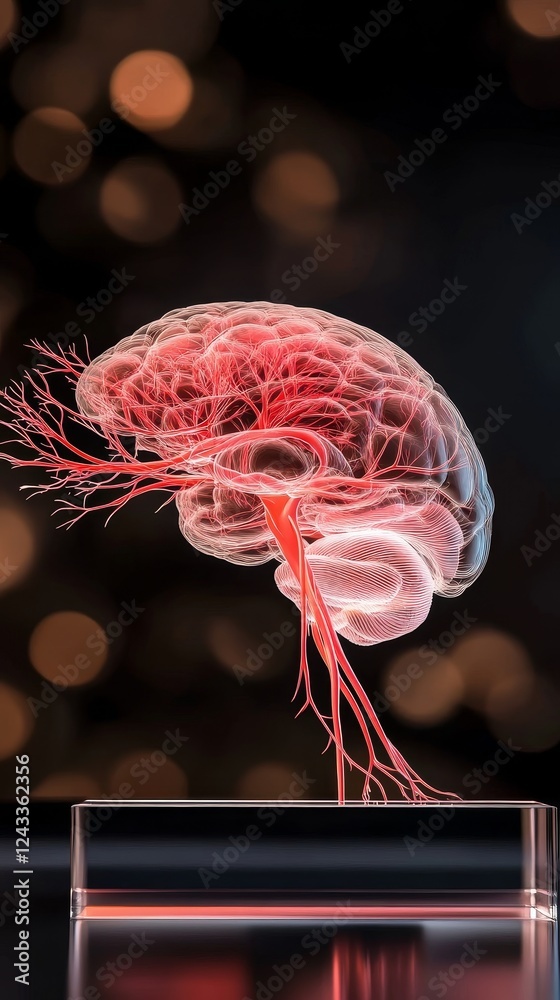 Brain Anatomy Side View with Nerve Pathways - Human brain, neural ...
