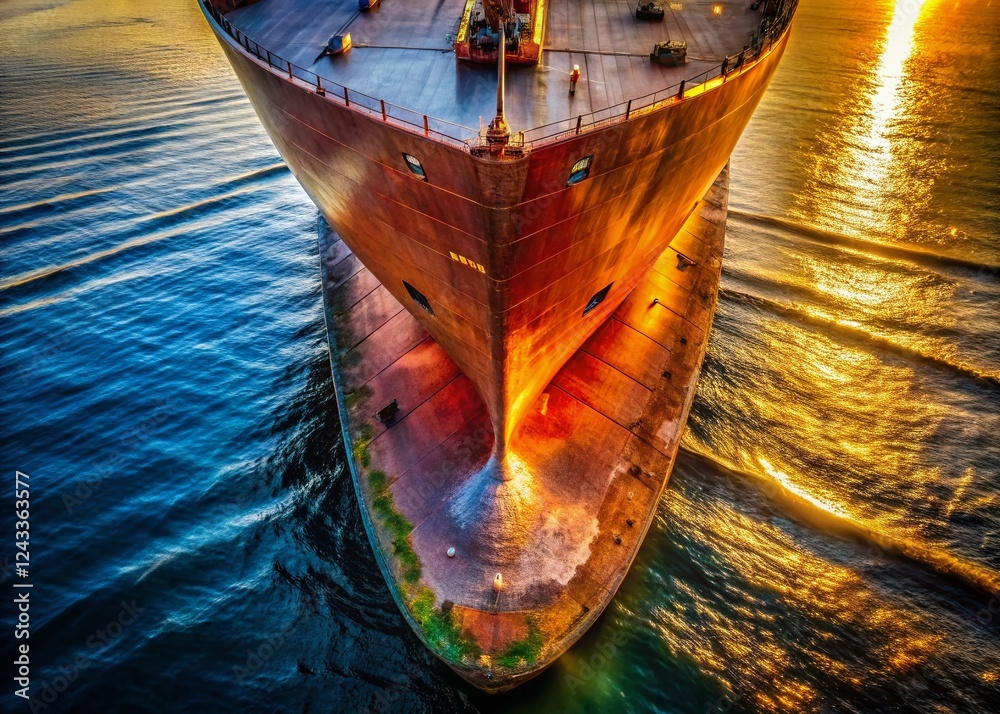 Drone View of Ship Hull, Maritime Vessel, Ocean Going Ship, Detailed ...