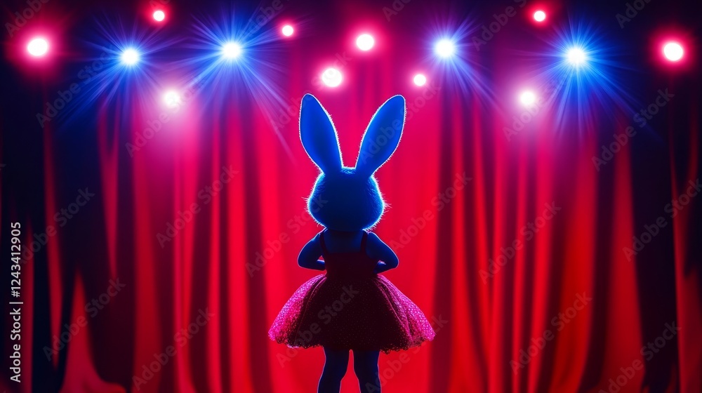 Bunny's Spotlight Debut - A charming bunny in a red dress takes center ...