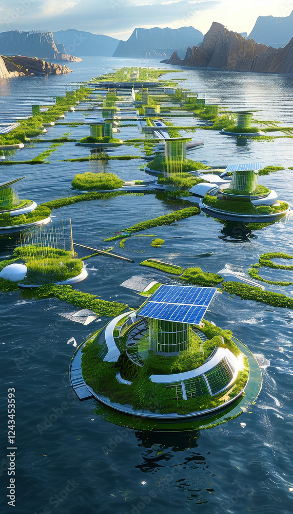 Futuristic sustainable city concept, Solar-Powered Floating Cities ...