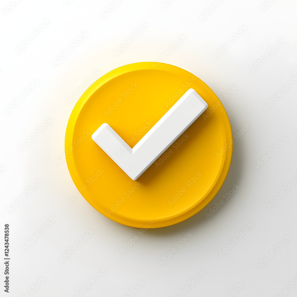 3d check icon, checklist tick, done mark. Vector realistic plastic ...