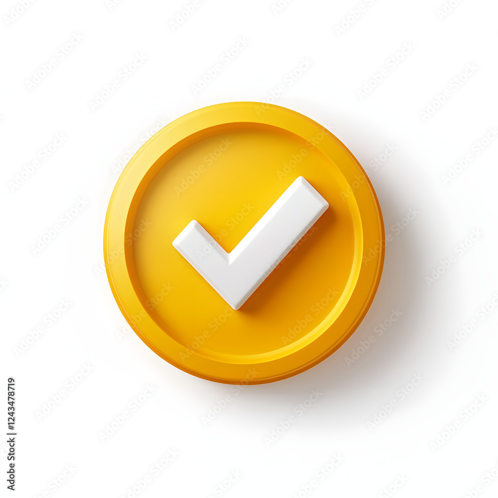 3d check icon, checklist tick, done mark. Vector realistic plastic ...