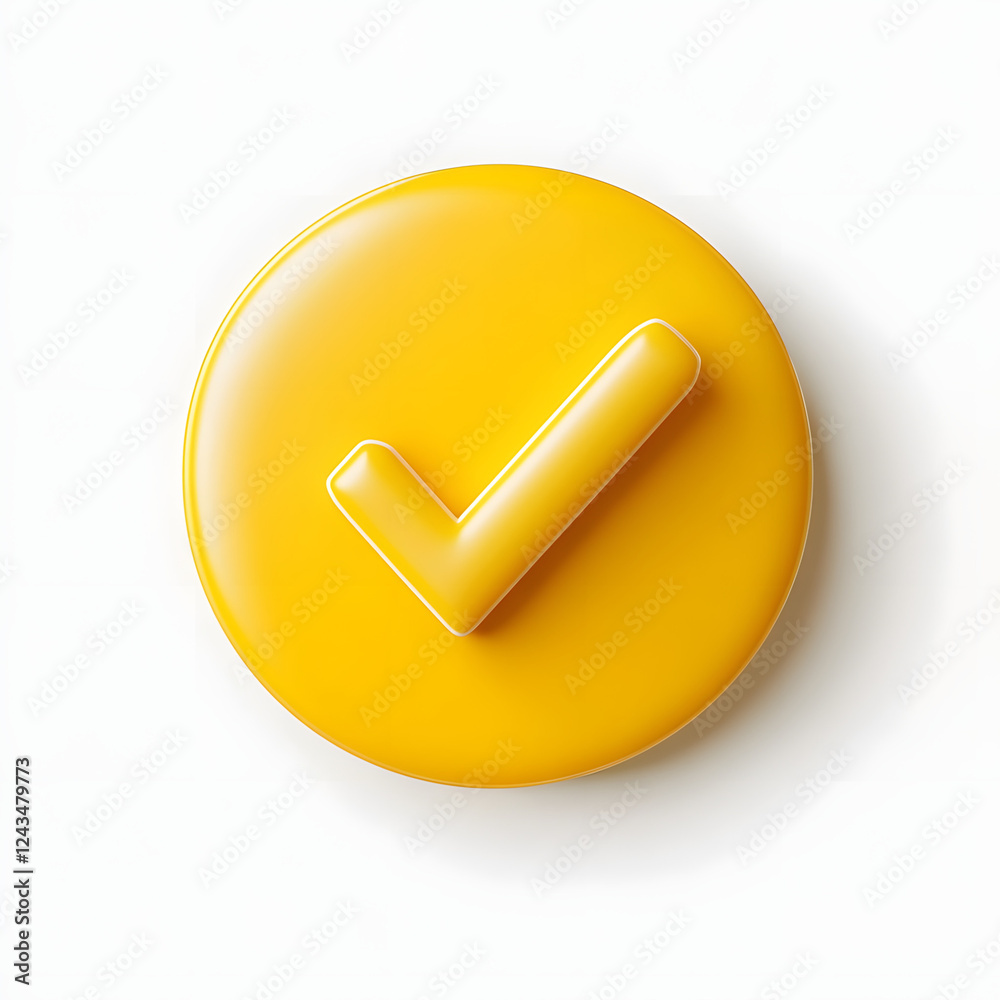 3d check icon, checklist tick, done mark. Vector realistic plastic ...