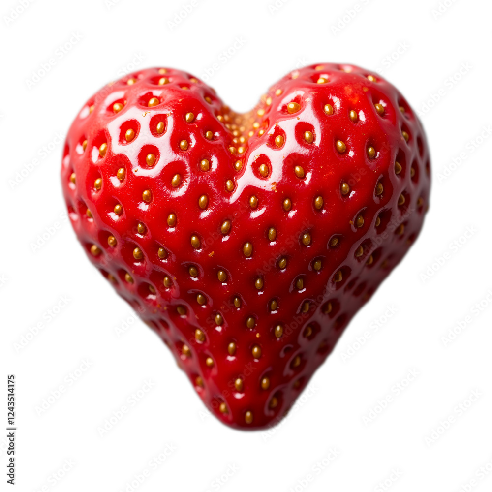 Heart-shaped red strawberry with unique texture on isolated background ...