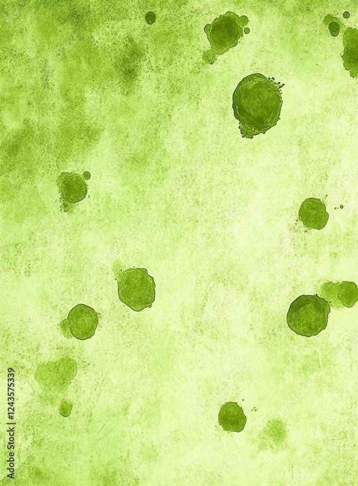 Abstract green texture with splatters and faded background. Light and ...