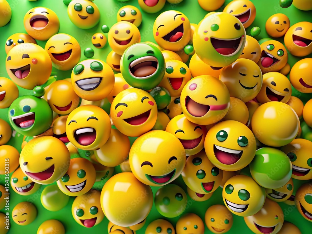 Ilustración de Stock Animated Falling Laugh Emoji Particles on Green ...
