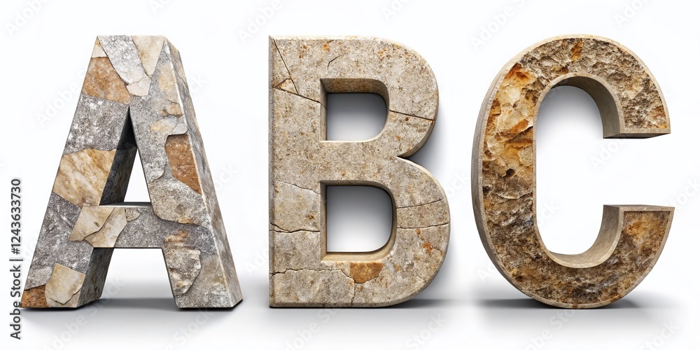 Stone Alphabet Letters, ABC Collection, Natural Stone Font, Isolated ...