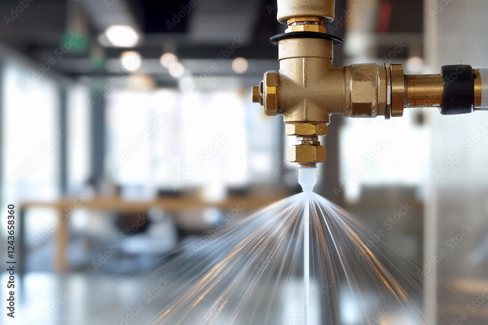 Automatic fire suppression system with spray nozzle and red indicator ...