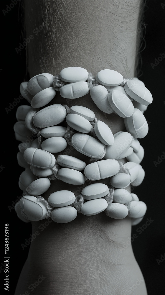 Fentanyl addiction illegal trade. Painkiller harm reduction. A symbolic ...