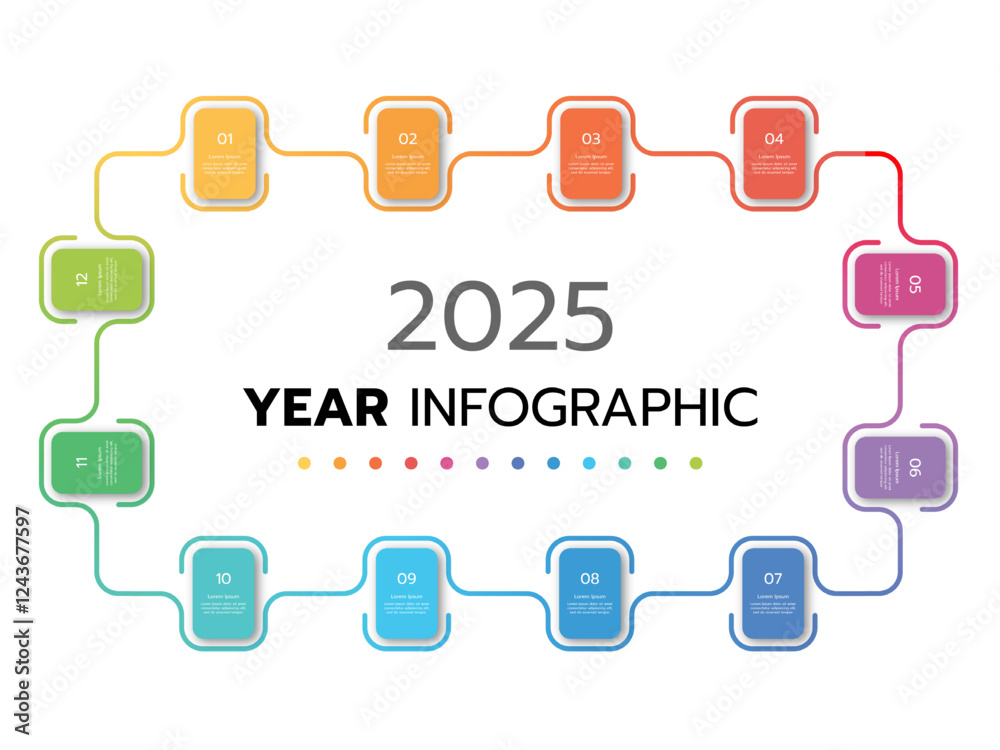 Infographic template for business. 12 Months modern Timeline diagram ...